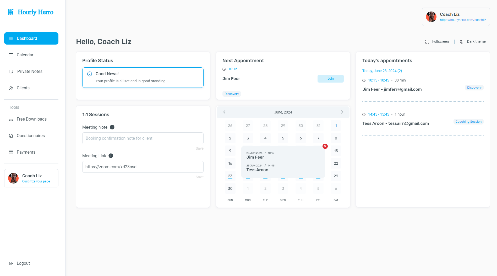 hourly herro dashboard